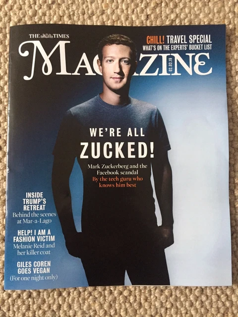 TIMES MAGAZINE NEW MARK ZUCKERBERG COVER 2nd FEB 2019 FACEBOOK ...
