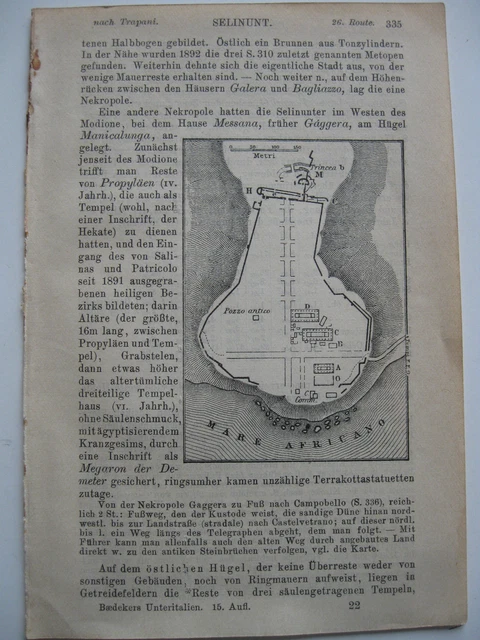 STAMPA ANTICA ANTIQUE map MAPPA CARTA SICILIA CASTELVETRANO SELINUTE ...
