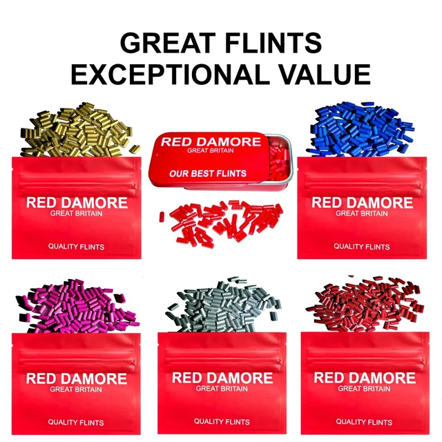 RED DAMORE LIGHTER Flints VARIOUS COLOURS Lighters Flint for Lighter ...