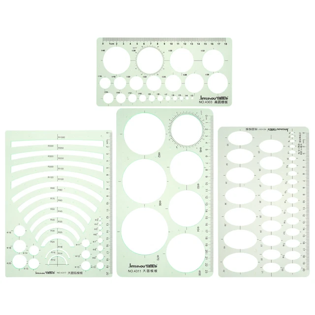 4 PCS GEOMETRIC Drawing Template Ruler Architecture Rulers Kit ...