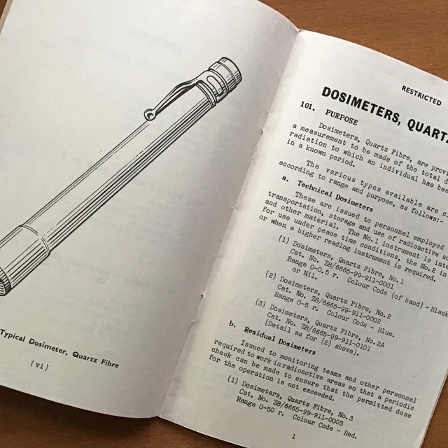 ORIGINAL BRITISH NBC Training Pamphlet: Dosimeters, Quartz Fibre ...