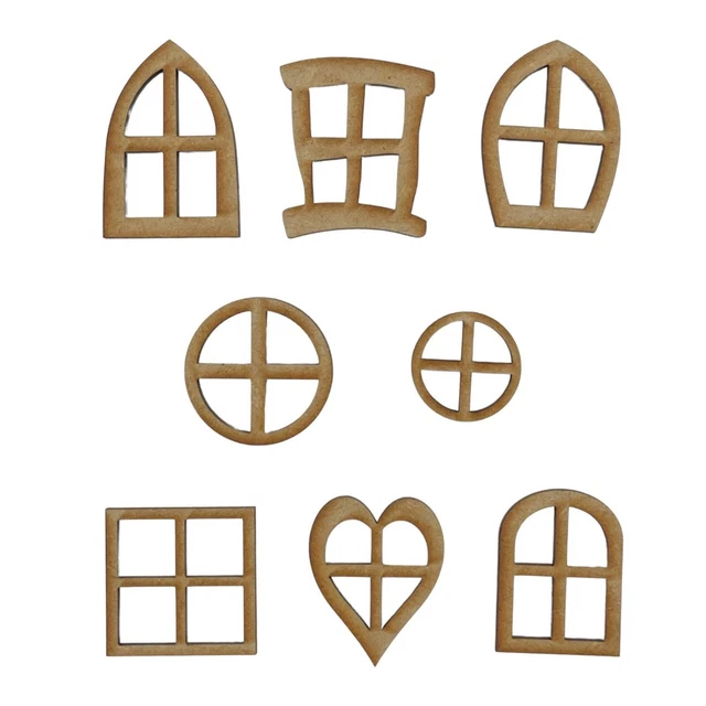8 PACK MDF Wooden Fairy Door Pack Mixed Fairy Miniature Windows ...