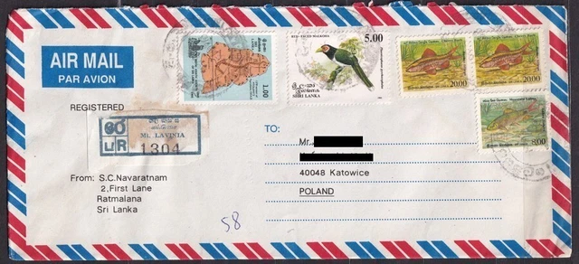 SRI LANKA. 1996/RATMALANA, registered Letter, envelope/mixed franking ...