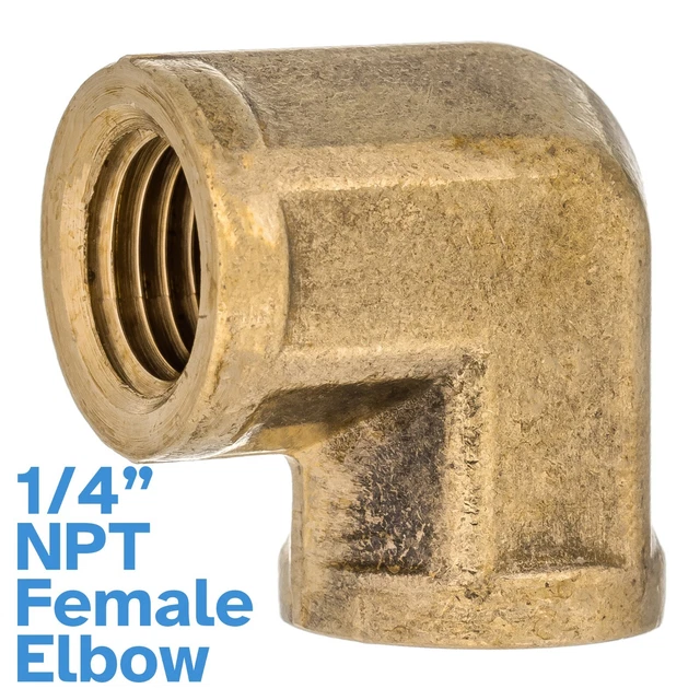 THREADED BRASS ELBOW 1/4" NPT Female To Female Pipe Fitting 90 Degree ...