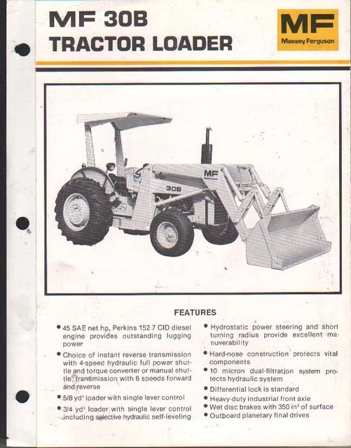 MASSEY FERGUSON &MF 30B" Industrial Tractor Loader Brochure Leaflet £6.00 - PicClick UK
