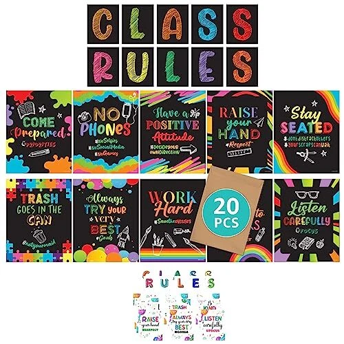 CLASS RULES POSTERS for Classroom - 20 Classroom Rules Poster ...