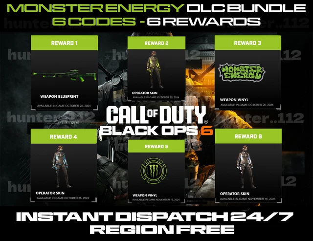 CALL OF DUTY Black Ops 6 Monster Energy ALL 6 REWARD Codes Operator ...