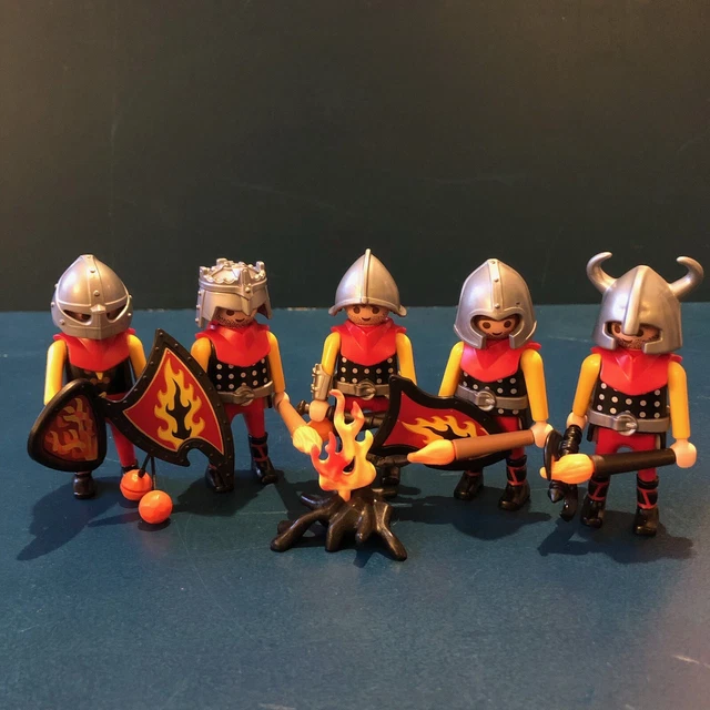 PLAYMOBIL KNIGHTS & Castle Figures: Five Firebrand Knights With Flaming ...