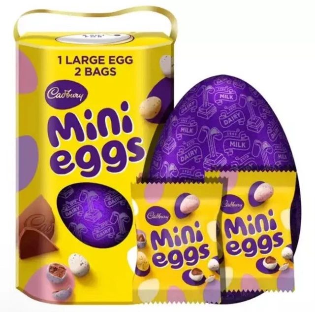 CADBURY MINI EGGS Easter Egg With 2 Bags Of Mini Eggs 232g Chocolate ...