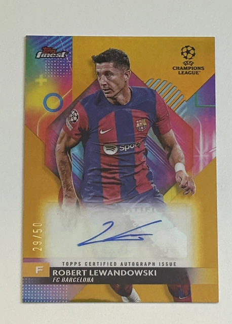 AUTÓGRAFO TOPPS FINEST UEFA #A-RW Robert Lewandowski Gold #/50 2023-24 ...