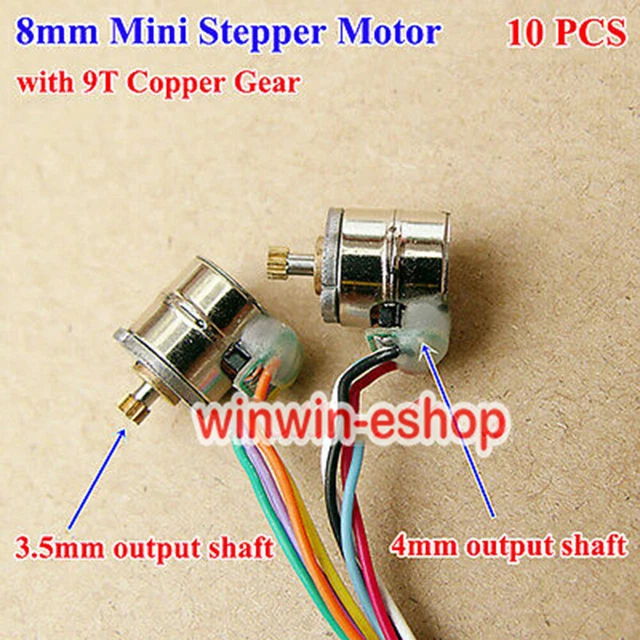 10PCS MICRO MINI 8mm Stepper Motor 2-phase 4-wire miniature 9T Metal ...