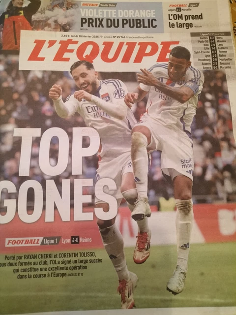 L'EQUIPE 10 FÉVRIER 2025 # LYON 4-0 REIMS, Violette DORANGE Lady Vendée ...