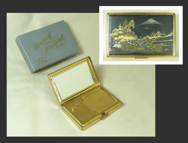 CLOVER, MUSICAL POWDER COMPACT - 'Damascene' Mt. Fuji, Japan Image - c ...