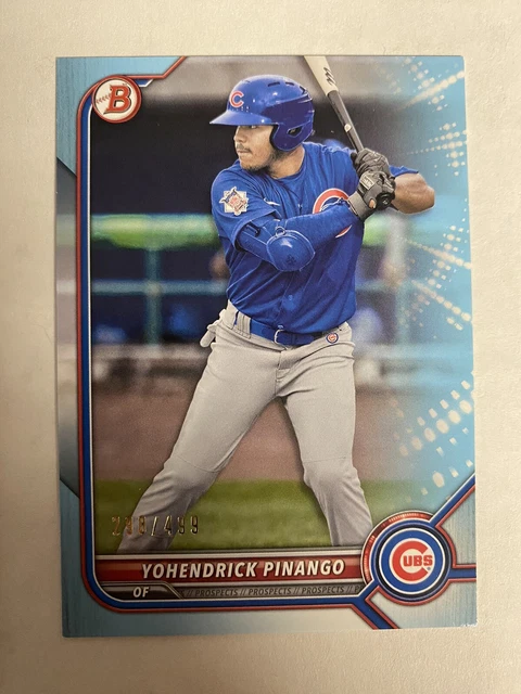 2022 BOWMAN #BP-95 Yohendrick Pinango Sky série bleu #/499 Chicago Cubs ...