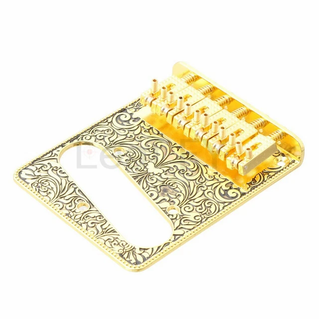 6 STRING ROLLER Saddle Bridge Plate Carving Surface for Tele Guitar ...