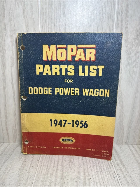 MOPAR PARTS LIST for a Dodge Power Wagon 1947-1956 $68.35 - PicClick CA