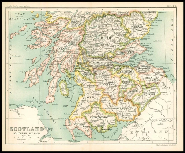 C1912 MAP OF SCOTLAND Southern Section Chart Regions (BS16) £13.20 ...
