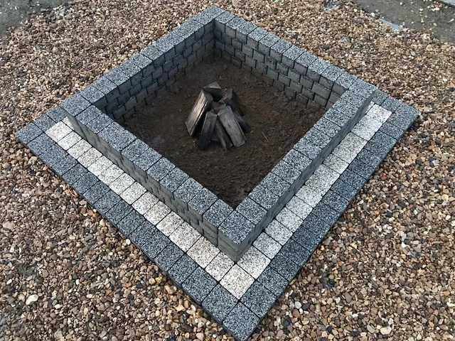 FIRE PIT SQUARE granite, paving slabs, 80cm x140cm fireplace DIY ...