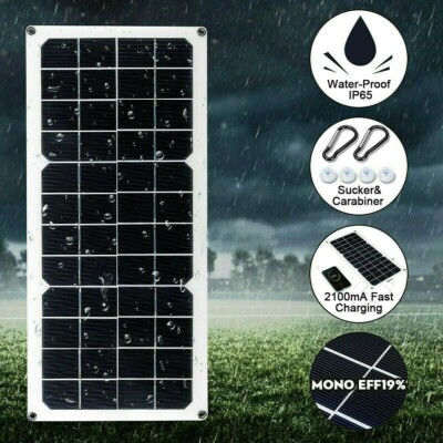 SOLAR PANEL SOLAR Panel 30 Watt 12 Volt Monocrystalline Portable Car ...