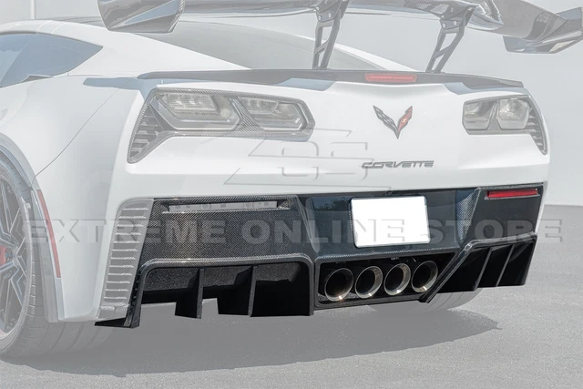 GM FACTORY CARBON FIBER Rear Lower Bumper Finned Diffuser For 14-19 ...