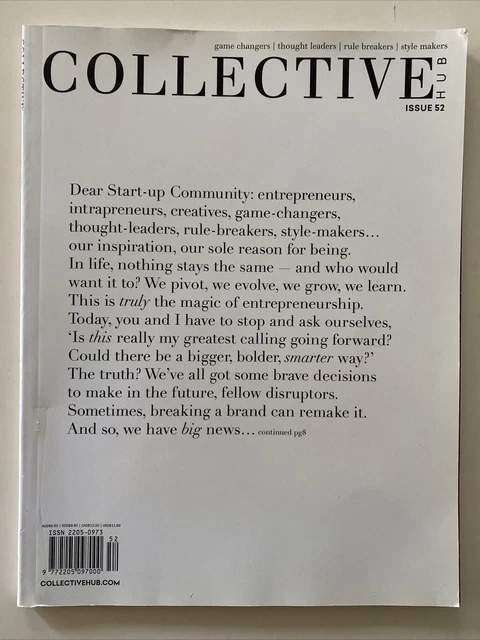 COLLECTIVE HUB MAGAZINE Issue 52 (2019) Melanie Perkins, Beat Adversity ...