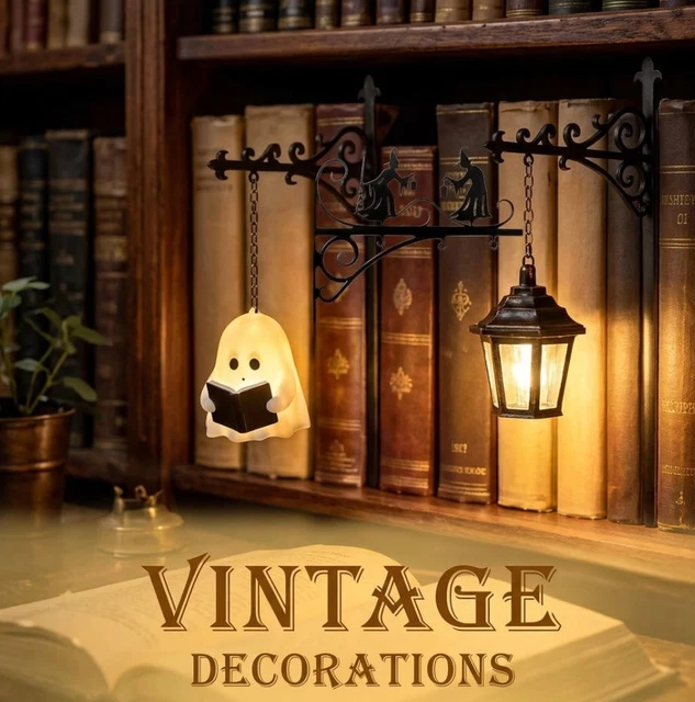 VINTAGE LIBRARY LANTERN Bookshelf Light Mini Hanging Lamp LED Decor ...