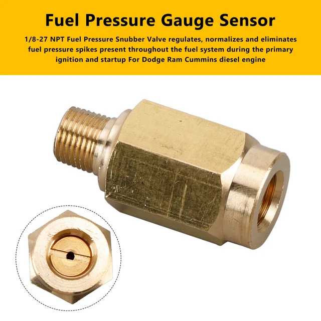 SNUBBER VALVE DIESEL Fuel Pressure Gauge Sensors for Dodge Ram 12 & 24 ...
