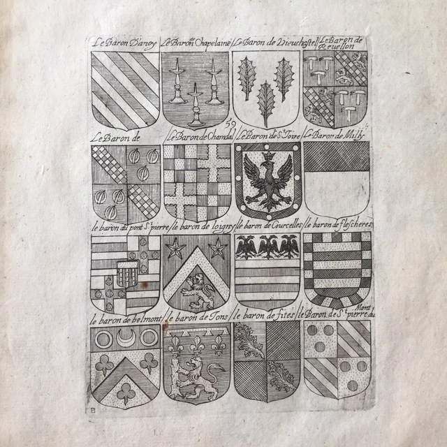 GRAVURE XVIIÈ HÉRALDIQUE par NOLIN Noblesse Armoiries French Armorial ...