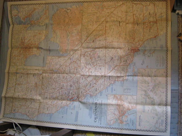 VINTAGE CALIFORNIA MAP WITH DESCRIPTIVE NOTES National Geographic June ...