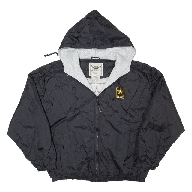 VINTAGE OARSMAN US Army Military Mens Shell Jacket Black 90s USA Hooded ...