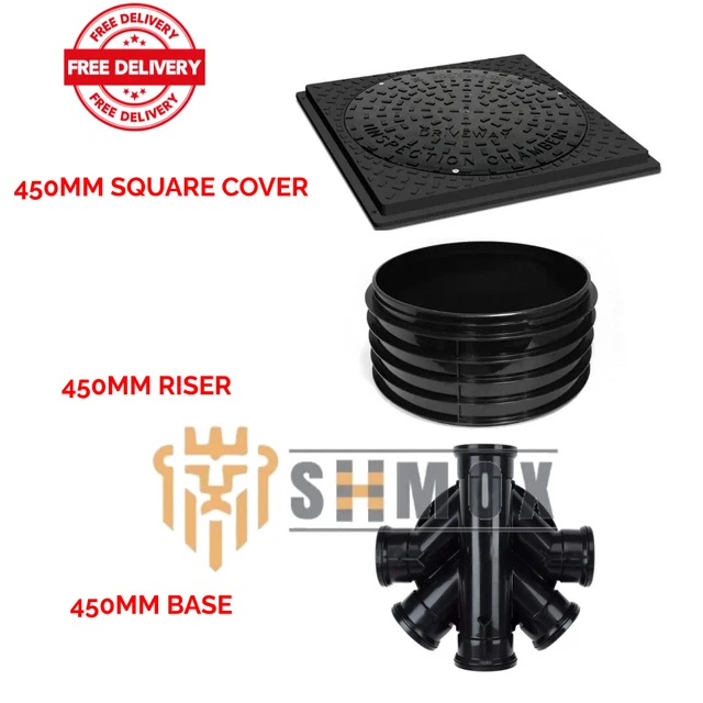 450MM INSPECTION CHAMBER Manhole - Base, Riser, Square Cover & Frame £ ...