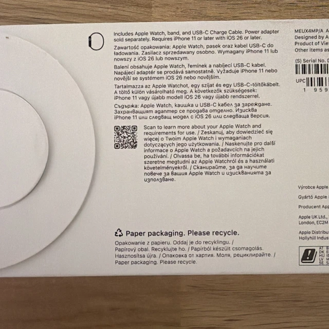 APPLE SERIES 11 46mm Jet Black Smart Watch GPS (2025) Black Sport Band ...