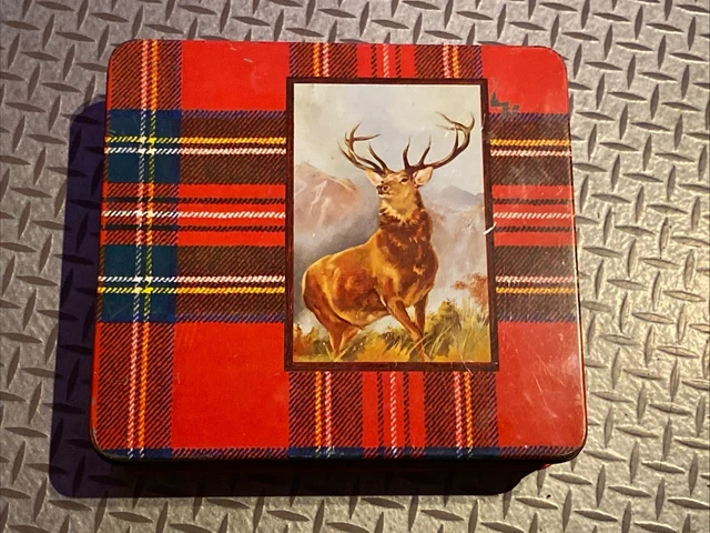 VINTAGE DUNDEE SCOTTISH Tartan Shortbread TIN Stag Deer- Brockhoff 1 ...