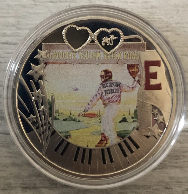 2023 SIR ELTON JOHN Coloured Coin Gibraltar Half Crown GOODBYE YELLOW ...