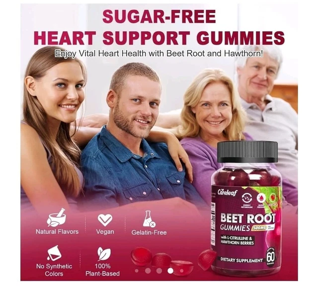 CARELEAF BEET ROOT Sugar Free Gummies For Blood Pressure , Healthy ...