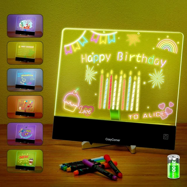 LED DRAWING BOARD for Kids - Doodle Glow Note Board with Colors ...