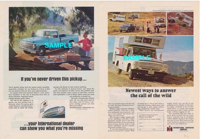 VINTAGE 1966 INTERNATIONAL PICKUP TRUCK PRINT ADS (2 in TOTAL) $9.99 ...