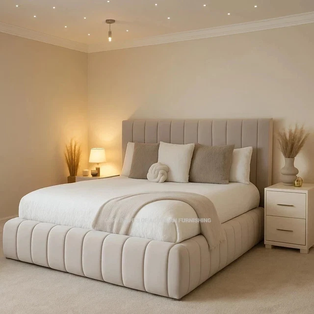 LUXURY OTTOMAN BED Plush Velvet Upholstered Divan Gas Lift Storage ...