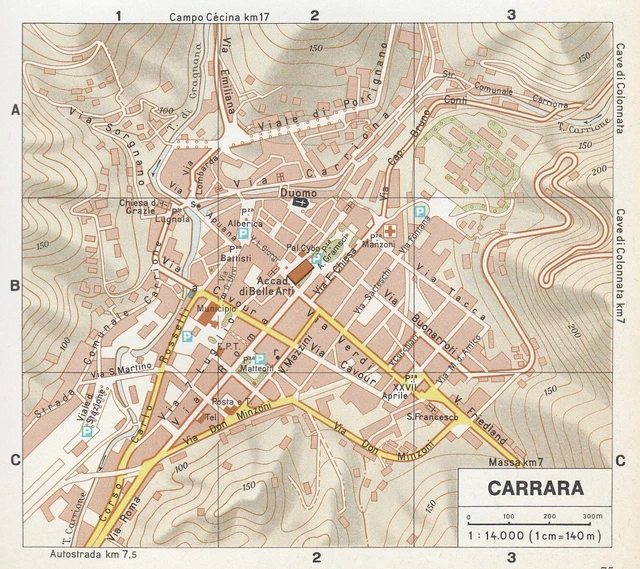 C3861 CARRARA, PIANTA della città, Mappa epoca, Vintage map EUR 6,90 ...