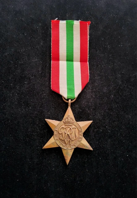 GENUINE FULL SIZE WW2 Italy Star Medal & Ribbon British Military World ...