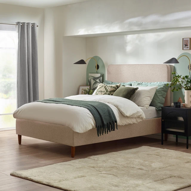 **SECONDS** ROMY DOUBLE Bed Frame in Cream Eco-Recycled Fabric ...