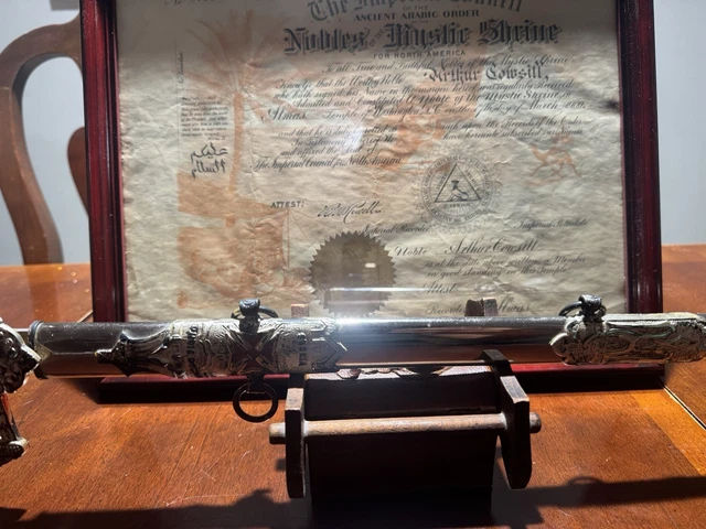 VINTAGE MASONIC KNIGHTS Templar Sword & Shriners Certificate Set USA ...