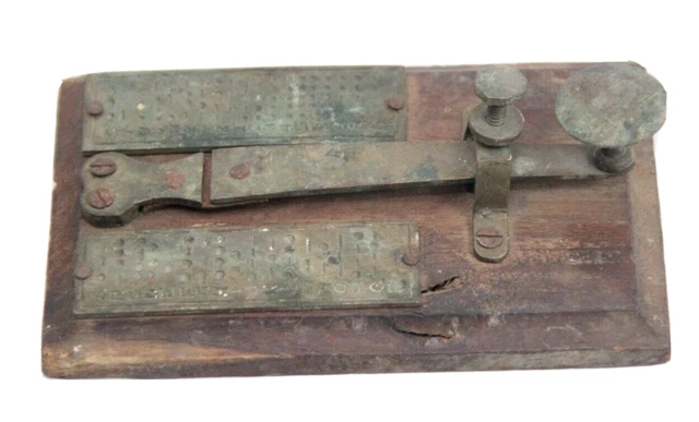 VIEUX VINTAGE ANTIQUE Morse Code Télégraphe Clé Sur en Bois Board EUR ...
