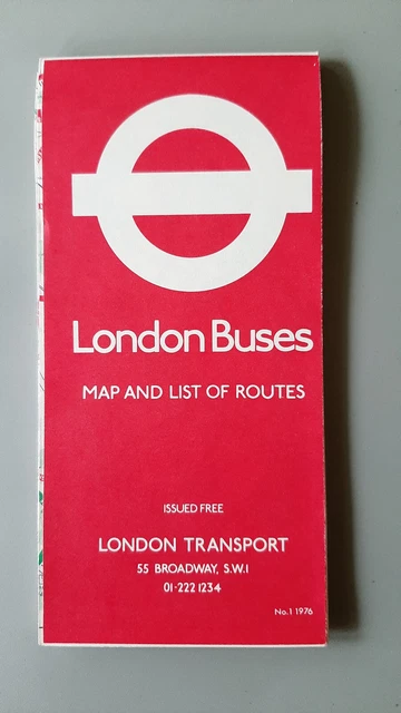 LONDON TRANSPORT - London Buses map and list of routes - 1976 No. 1 £2. ...
