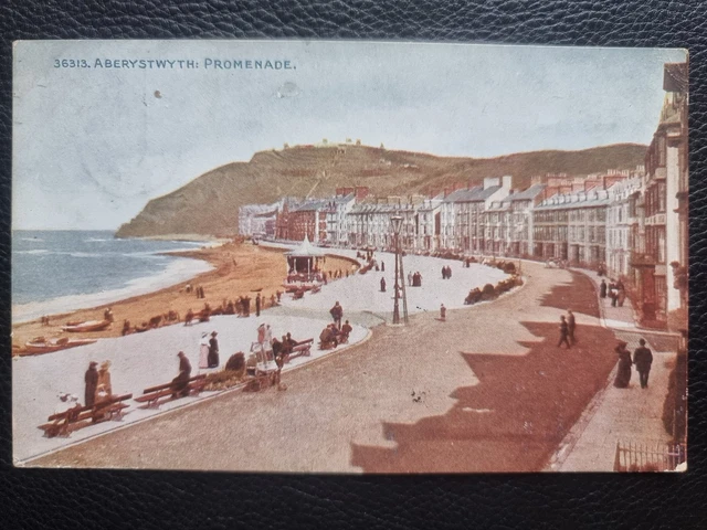 ABERYSTWYTH DYFED WALES Postcard 1921 The Promenade & Bandstand $16.68 ...