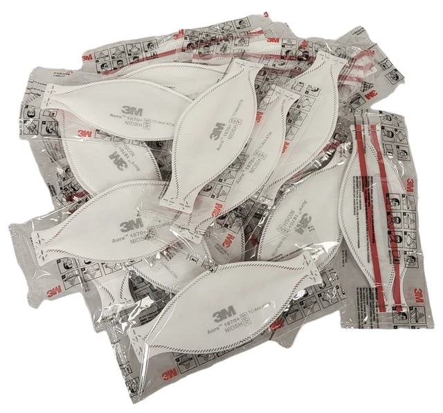 50 PACK 3M Aura 1870+ Face Mask NIOSH Approved N95 Particulate ...
