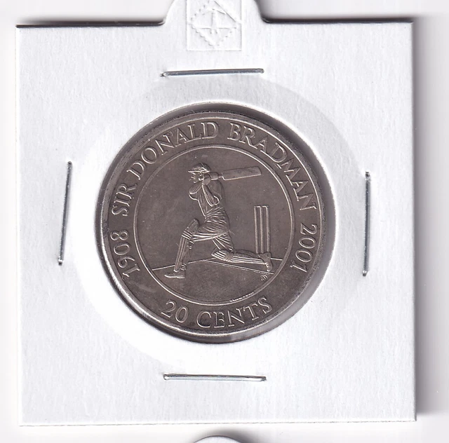 AUSTRALIAN: 2001 20 Cent Sir Donald Bradman Unc Coin In 2X2 Holder $4. ...