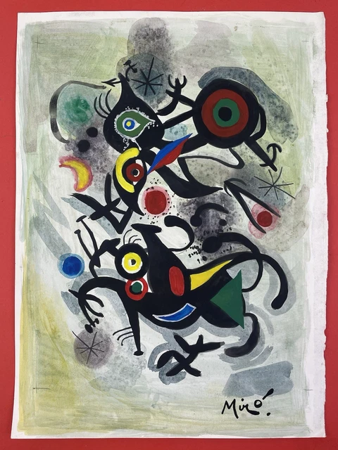 JOAN MIRO (HANDMADE) Drawing mixed media on paper signed & stamped £101 ...