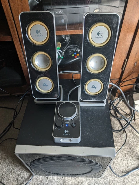 LOGITECH Z4 SPEAKERS, two speakers, subwoofer and control module ...