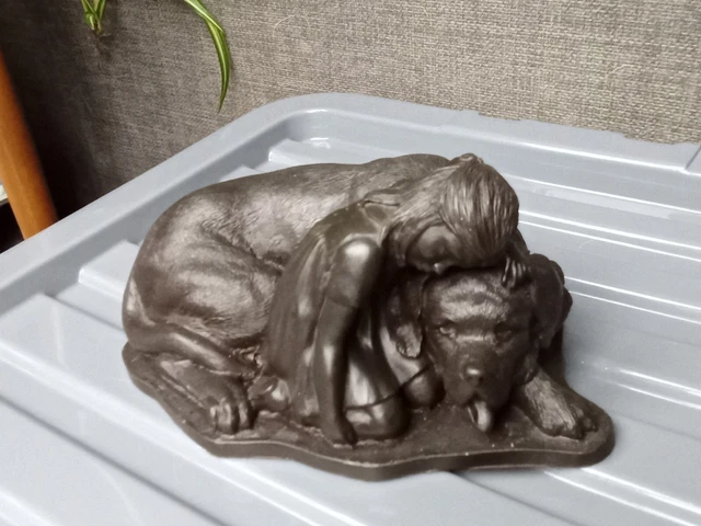 HEREDITIES COLD CAST Bronze St Bernard Dog With Girl - Sculpted by P ...